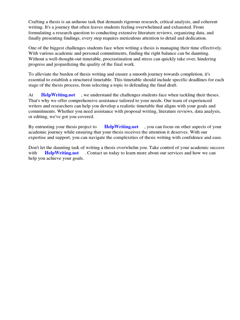 Time Table For Thesis Proposal | PDF | Thesis | Doctor Of Philosophy