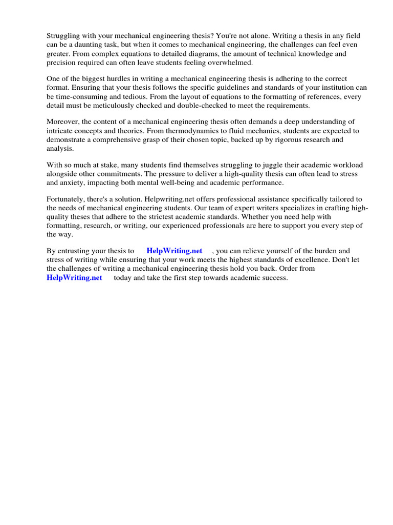 Mechanical Engineering Thesis Format | PDF | Thesis | Engineering