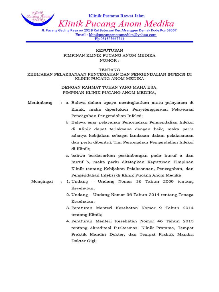 SK Ppi Di Klinik | PDF | Pengembangan Diri | Kesehatan Holistik