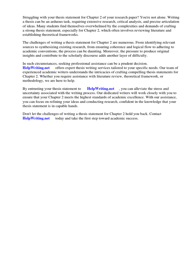 Thesis Statement Chapter 2 | PDF | Career & Growth