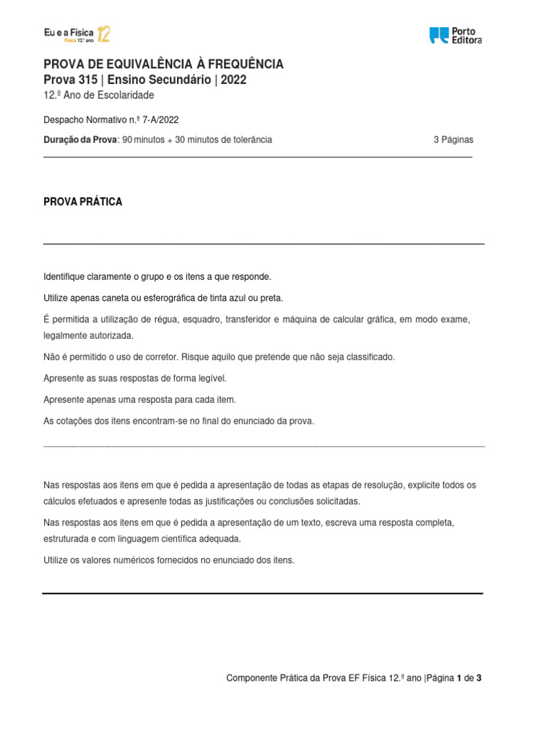 Ef12 Prova Pratica Pef 2022 | PDF