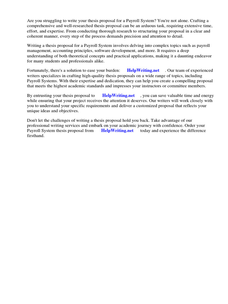 Payroll System Thesis Proposal Guide | PDF | Information