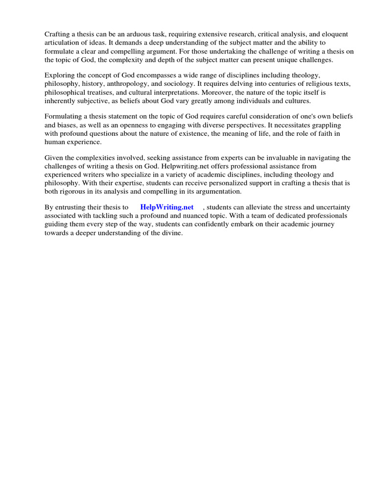 God Thesis Statement | PDF | Thesis | Essays