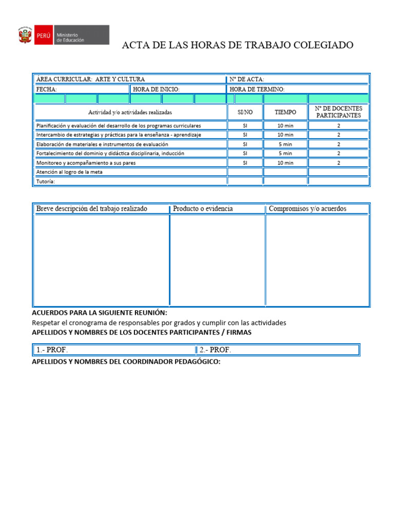 Acta de Trabajo Colegiado | PDF