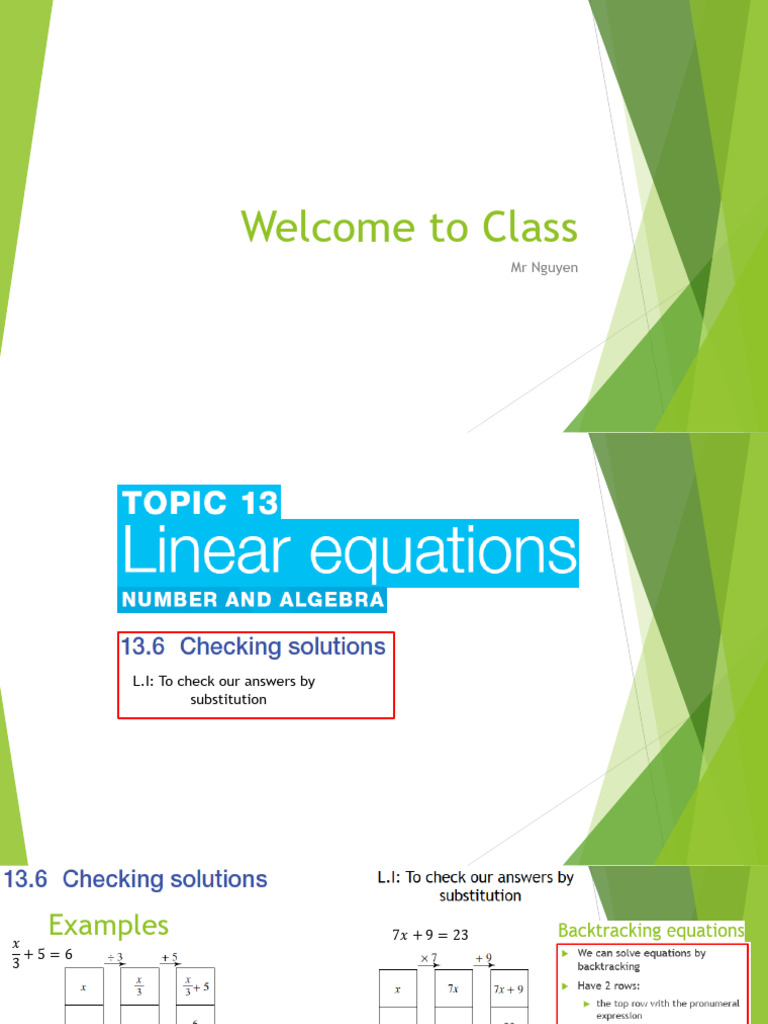 13.6 Checking Solutions | Download Free PDF | Mathematics | Algebra