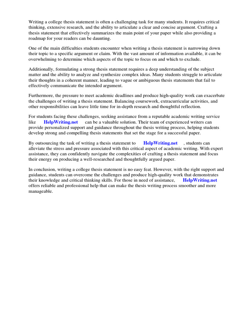 How To Write A College Thesis Statement | PDF | Essays | Thesis