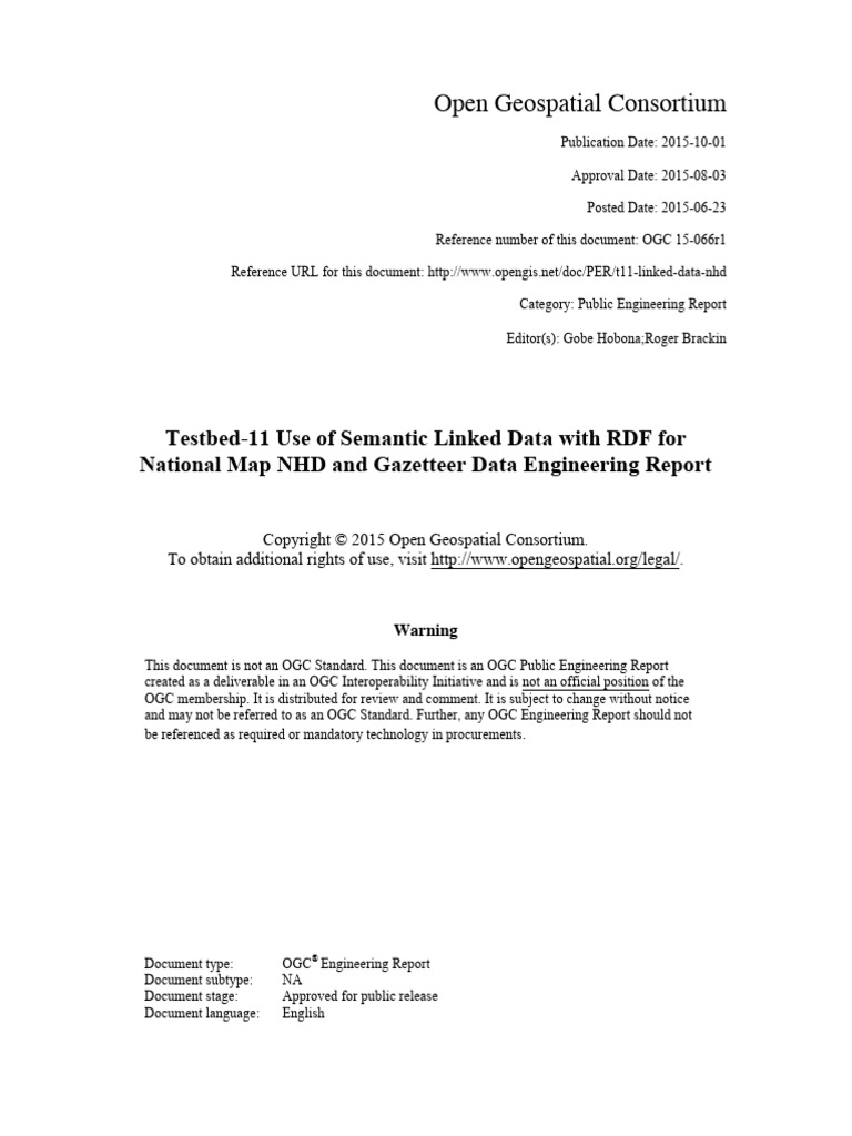 15-066r1 Testbed 11 Use of Semantic Linked Data With RDF For National ... 15-066r1 Testbed 11 Use of Semantic Linked Data With RDF For National ...