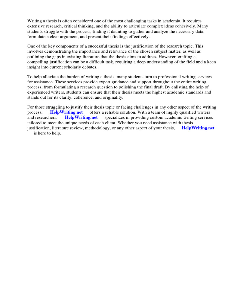 Thesis Justification Examples | PDF | Thesis | Cognition