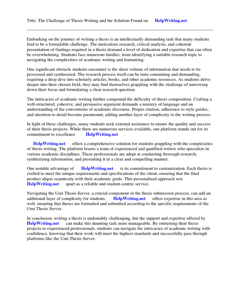 Umi Thesis Server | PDF