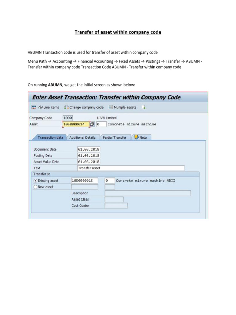 Asset Transfer Within Company | PDF
