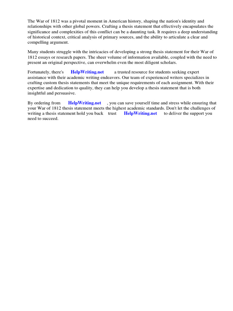 Thesis Statement War of 1812 | PDF | War Of 1812 | James Madison