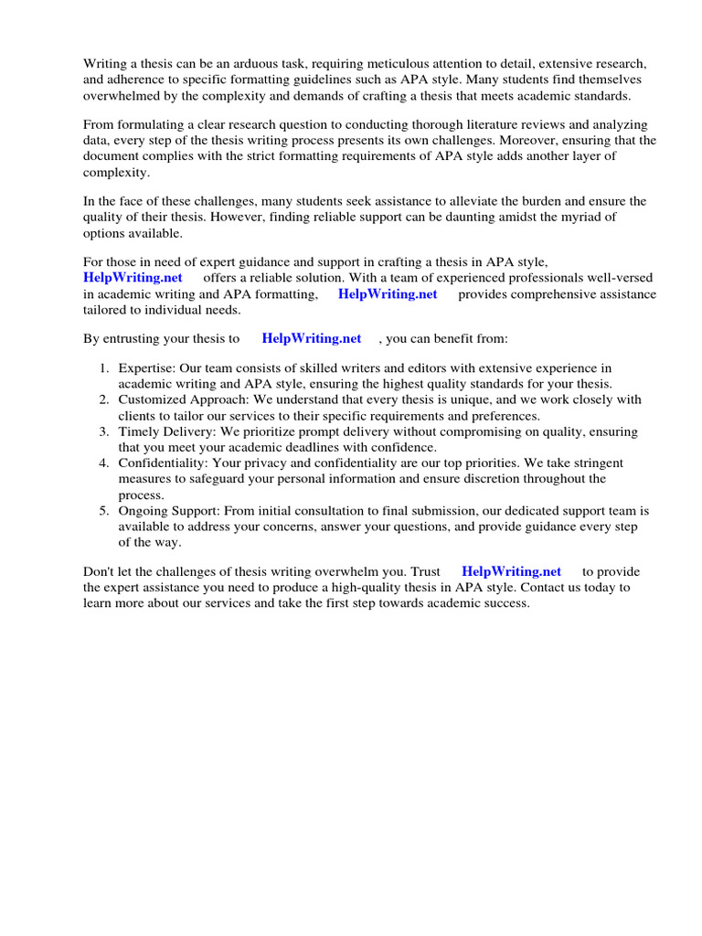 Thesis Apa Style Sample Pdf