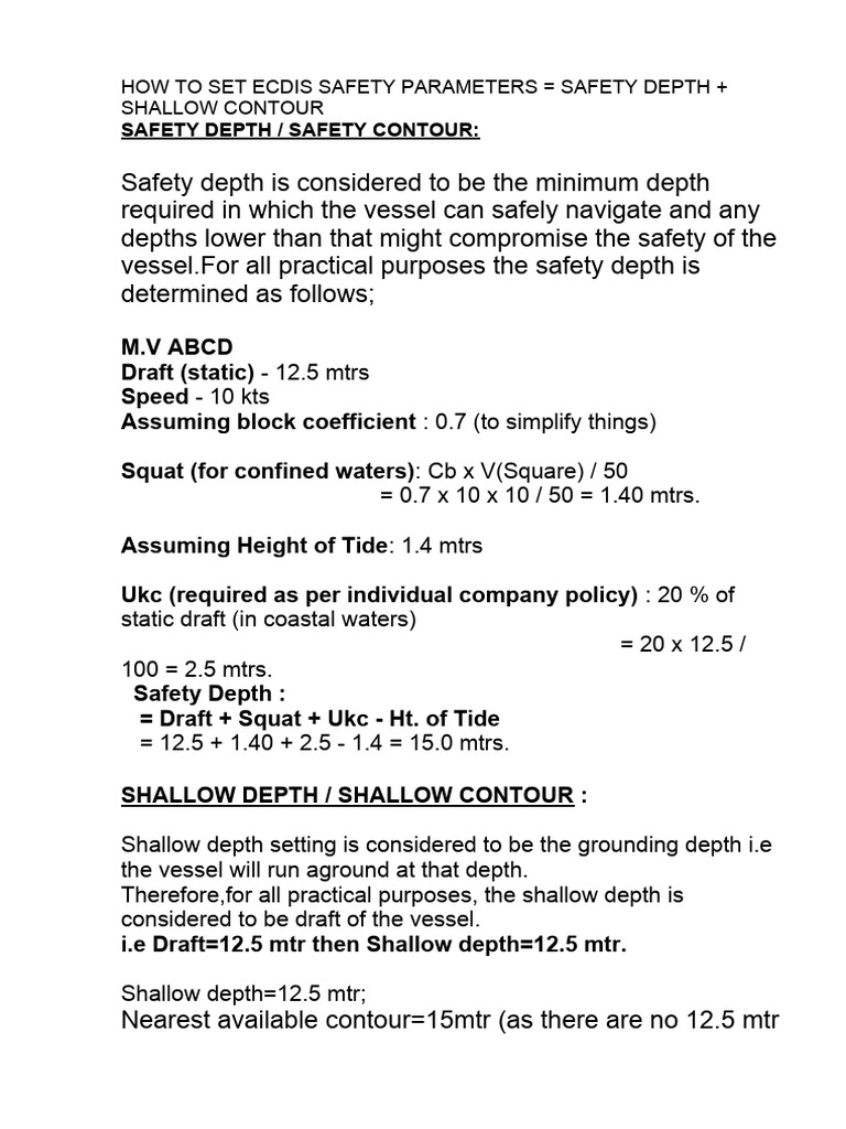 ECDIS Safety Parameters Guide | PDF | Contour Line