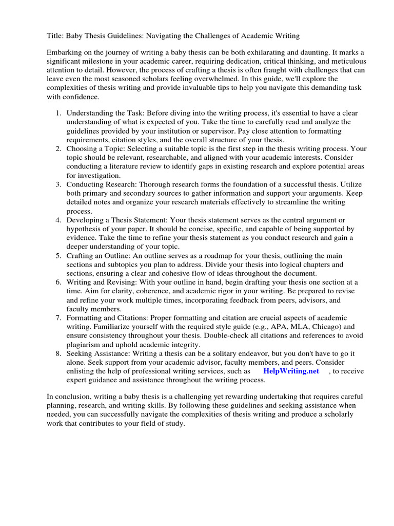 Baby Thesis Guidelines | PDF | Thesis | Essays