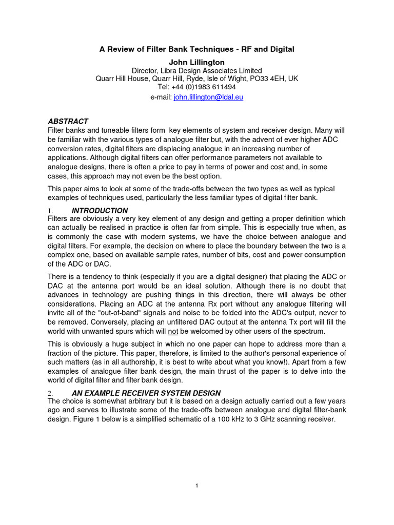 Digital Filter Bank Techniques Review | PDF | Analog To Digital ...