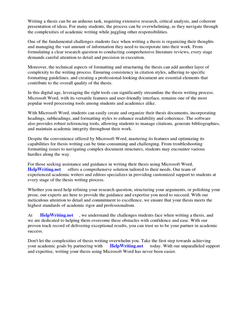 How To Write Thesis Using Ms Word | PDF | Microsoft Word | Thesis