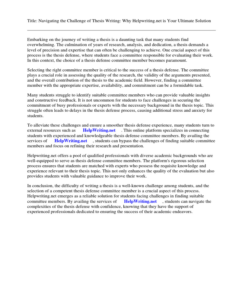 Thesis Defense Committee Member | Download Free PDF | Thesis | Expert