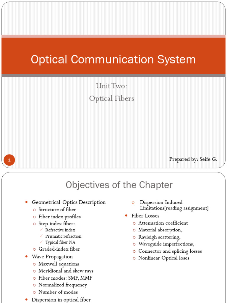 Chapter 2 - Optical Fibers | PDF | Dispersion (Optics) | Optical Fiber