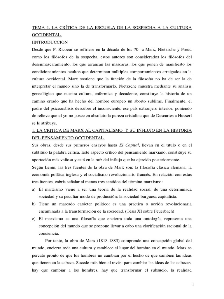 Tema 4 | PDF | La teoría de la alienación de Marx | Psicoanálisis