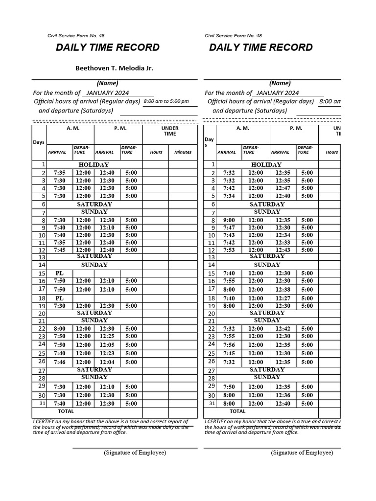 DTR January 2024 | PDF