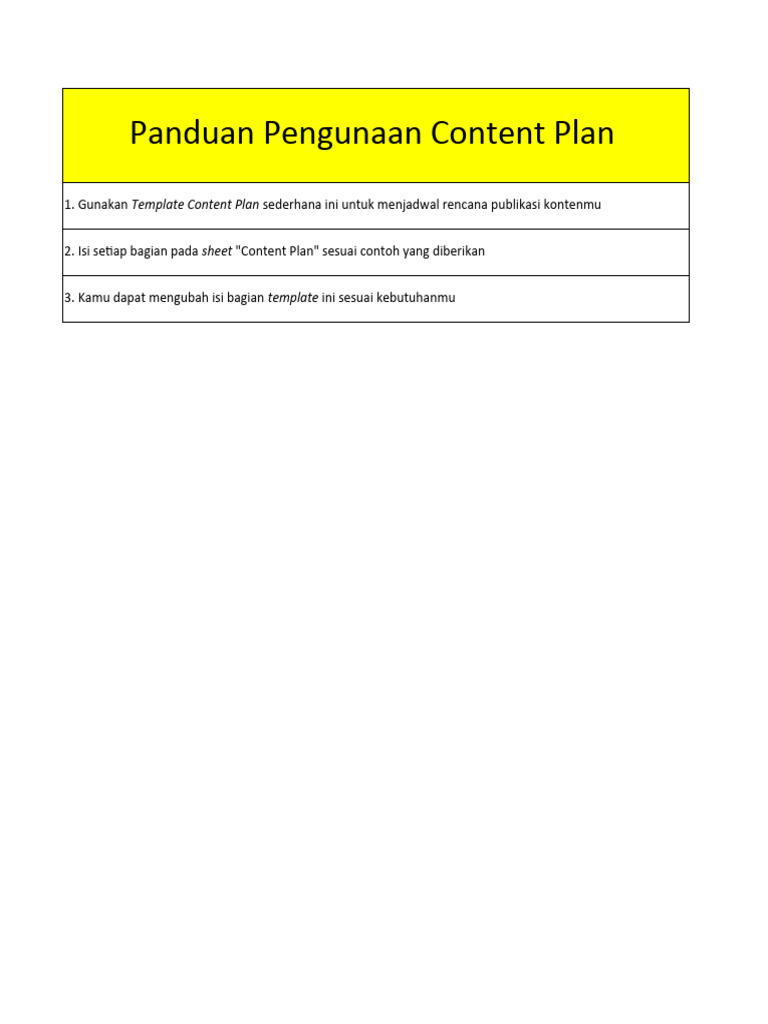 Template Rencana Konten Sederhana | PDF