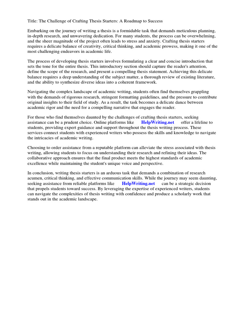 Thesis Starters Words | PDF