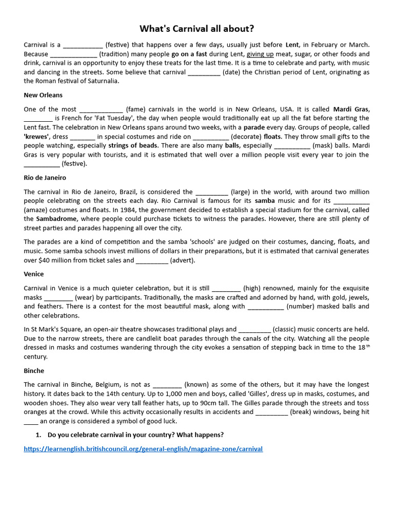 Carnival | PDF | Mardi Gras | Parade