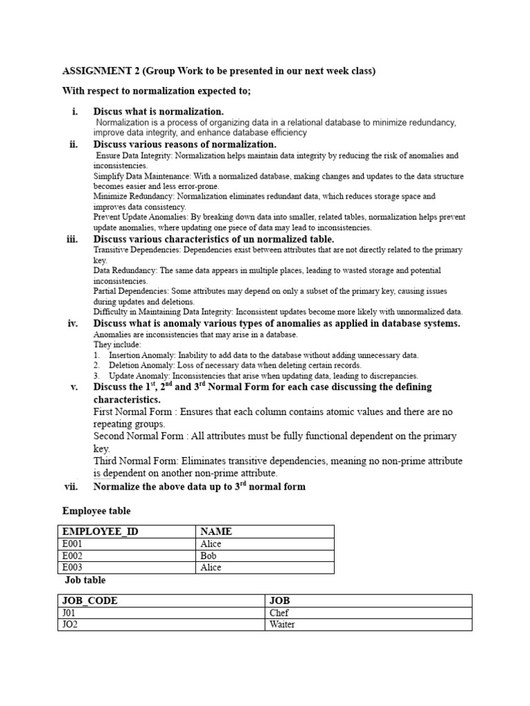Database Normalization and Anomalies | PDF | Database Index ...