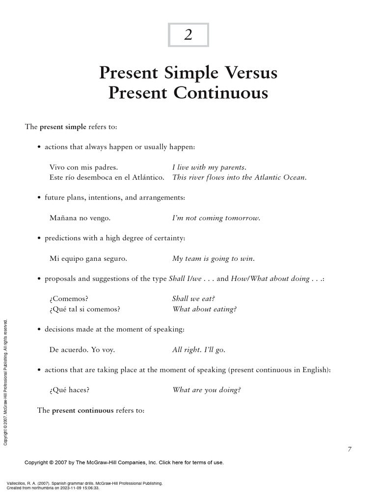 2 Present Simple Versus Present Continuous) | PDF