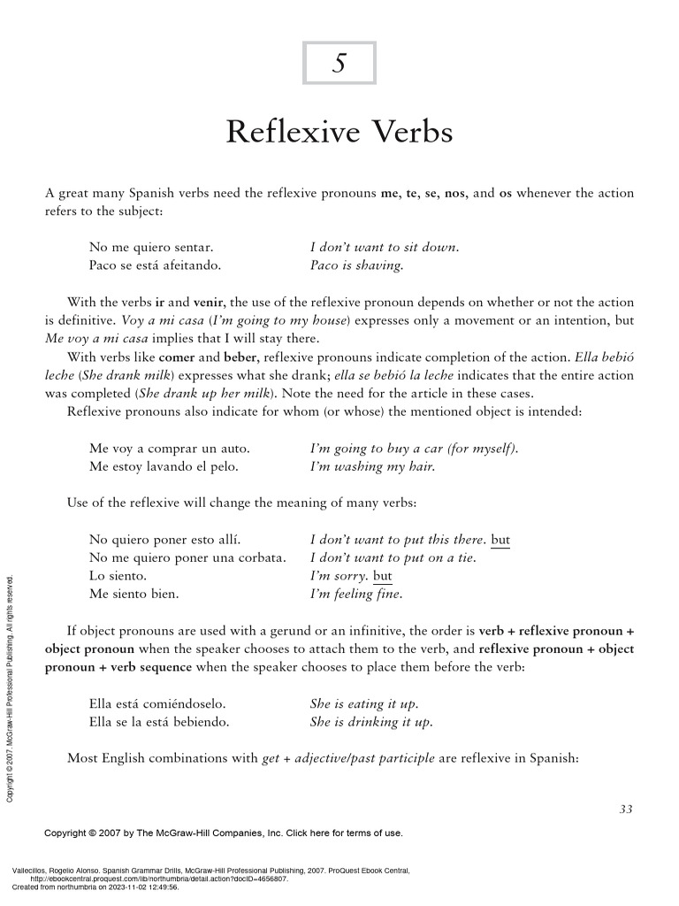 5 Reflexive Verbs) | Download Free PDF | Linguistic Morphology | Syntax