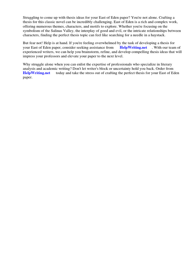 Thesis Ideas For East of Eden | PDF | Young Adult | General Fiction