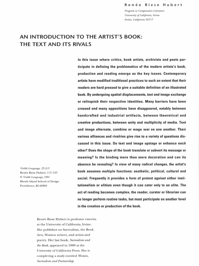Introduction To The Artists Books | PDF | Books