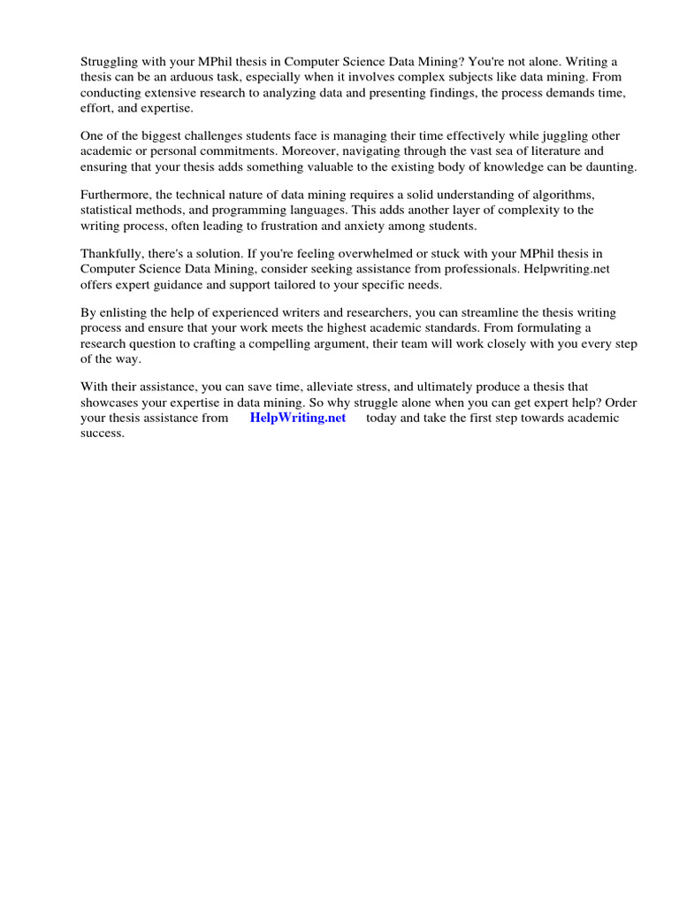 Mphil Thesis in Computer Science Data Mining | PDF | Data | Data Mining