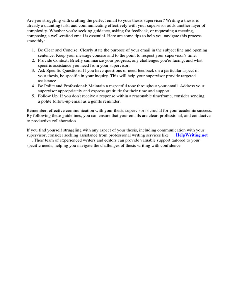 How To Write An Email To Your Thesis Supervisor | PDF | Doctor Of ...