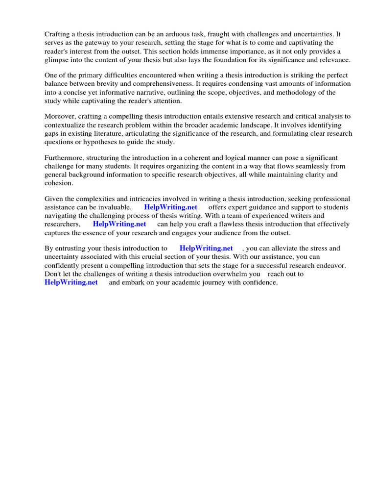Thesis Introduction Sections Download Free Pdf Essays Thesis