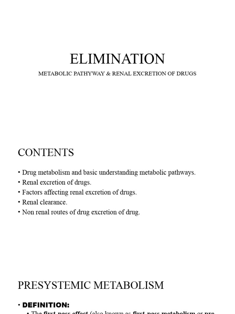 Metabolic Pathway & Renal Excretion | PDF | Kidney | Chemistry