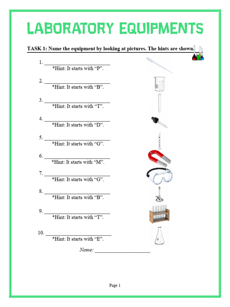 Laboratory Equipments Fun Activities Games 137471 | PDF | Laboratory ...