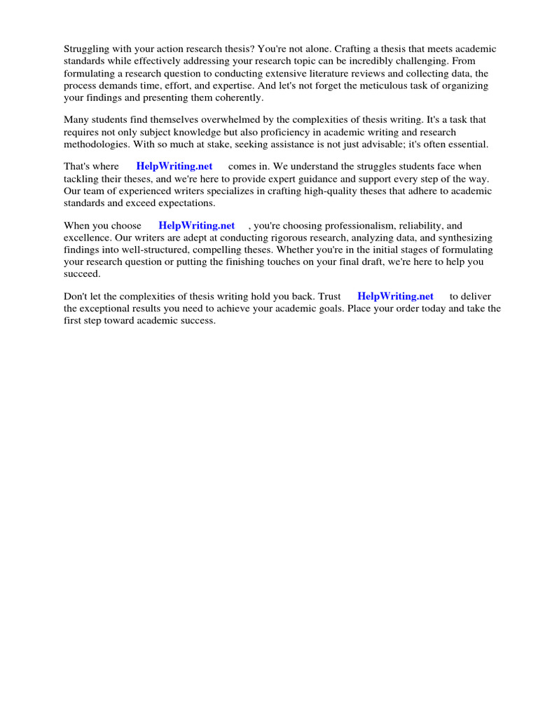 Action Research Thesis Example | PDF | Thesis | Apa Style