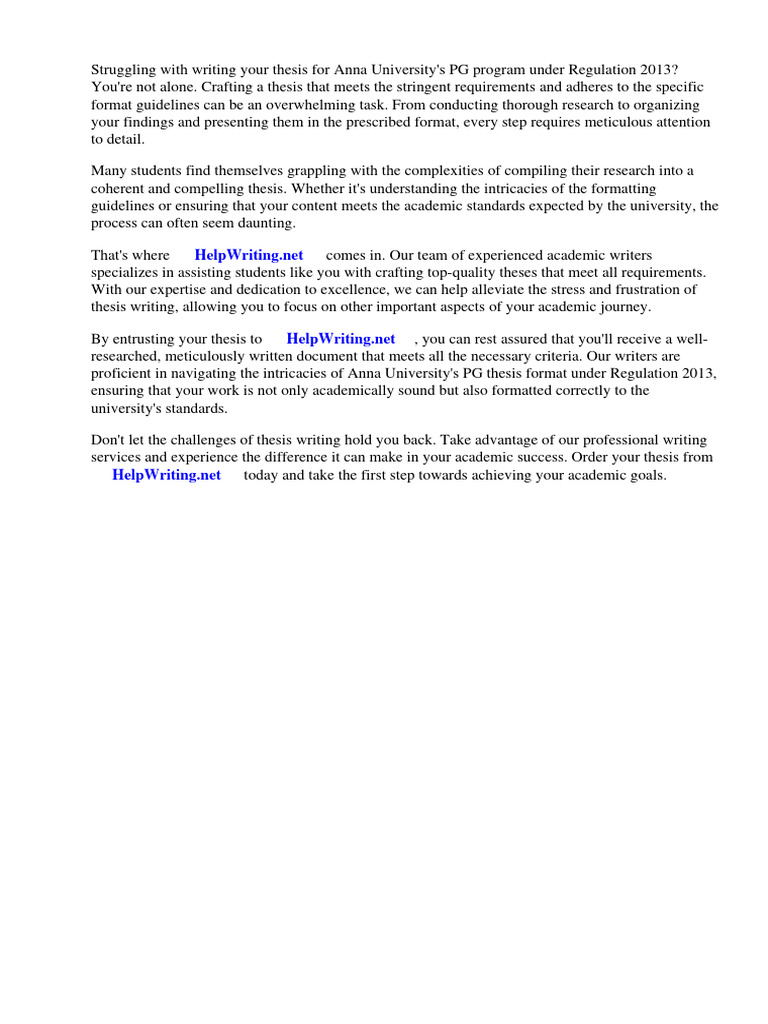 Anna University Pg Thesis Format Regulation 2013 Pdf Thesis