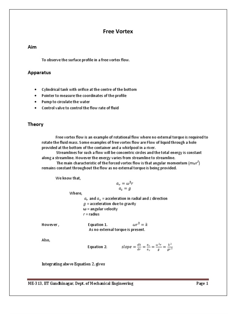 Free Vortex | PDF | Vortices | Torque