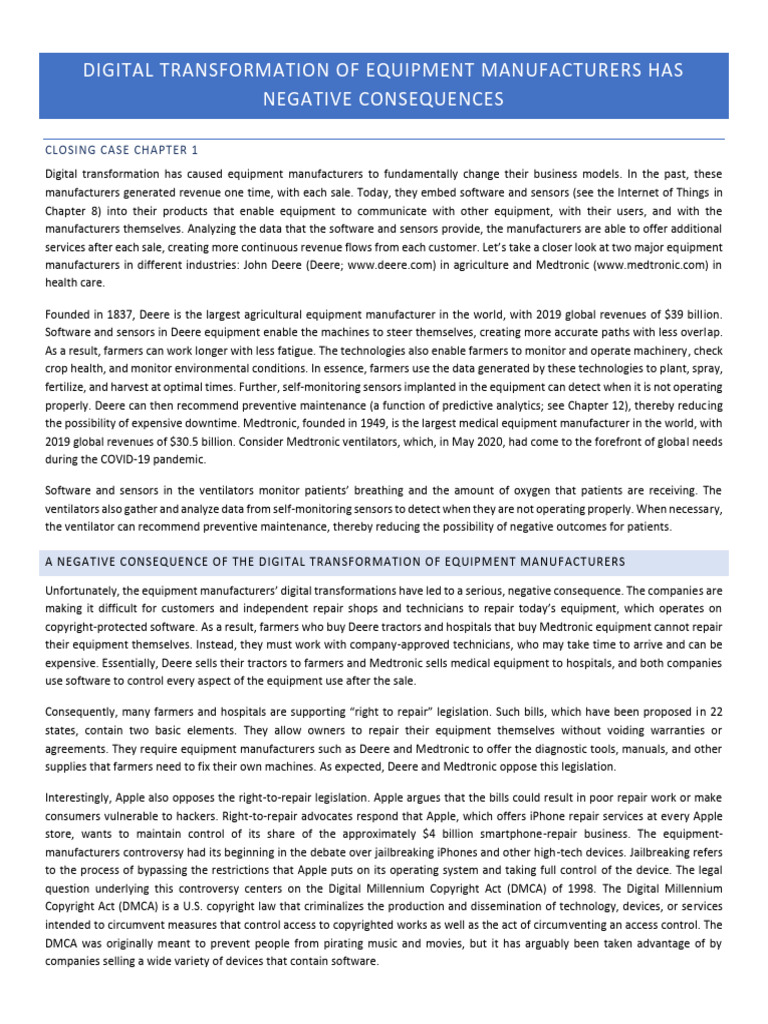 Closing Case Chapter 1 | PDF | Digital Millennium Copyright Act