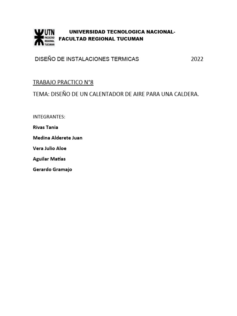 Tp8 Diseño de Inst Termic | PDF | Gases | Calor
