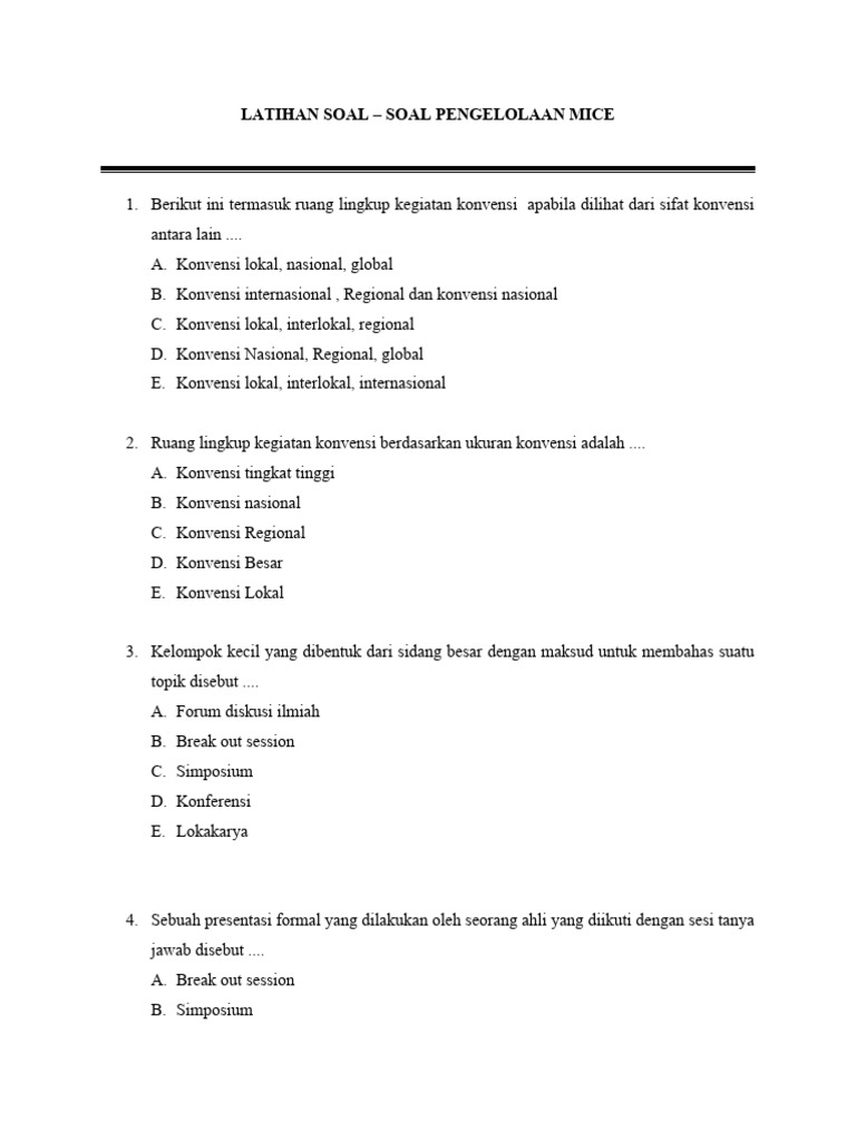 Contoh Soal MICE dan Jawabannya | PDF