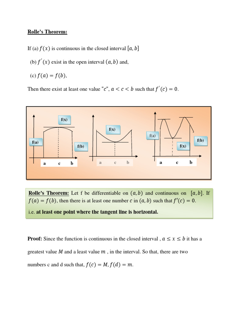 Rolle, Mvt Theorem (1) | PDF | Logical Expressions | Logical Consequence