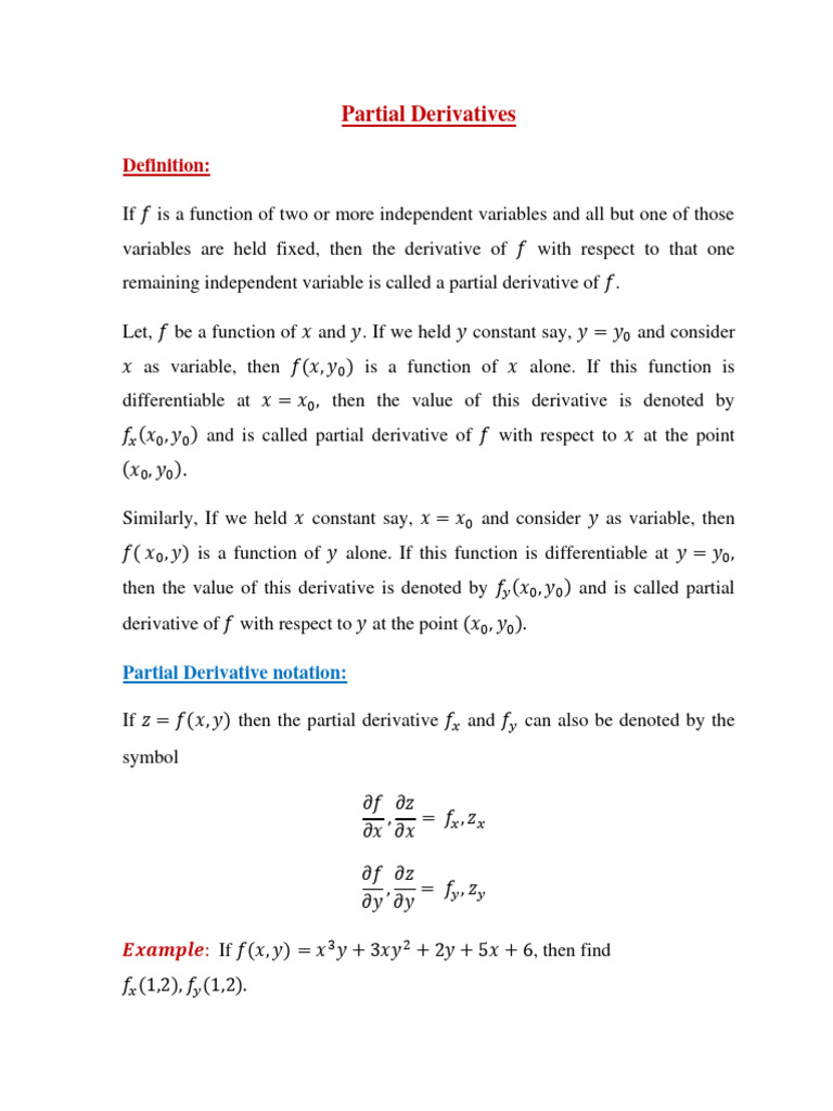 Partial Derivatives | PDF | Derivative | Function (Mathematics)