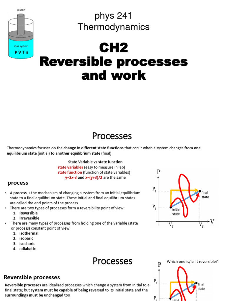 Reversible and Irreversible Processes in Thermodynamics | PDF | Gases ...
