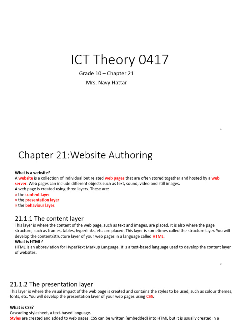 Website Authoring Basics for ICT | PDF | World Wide Web | Internet & Web