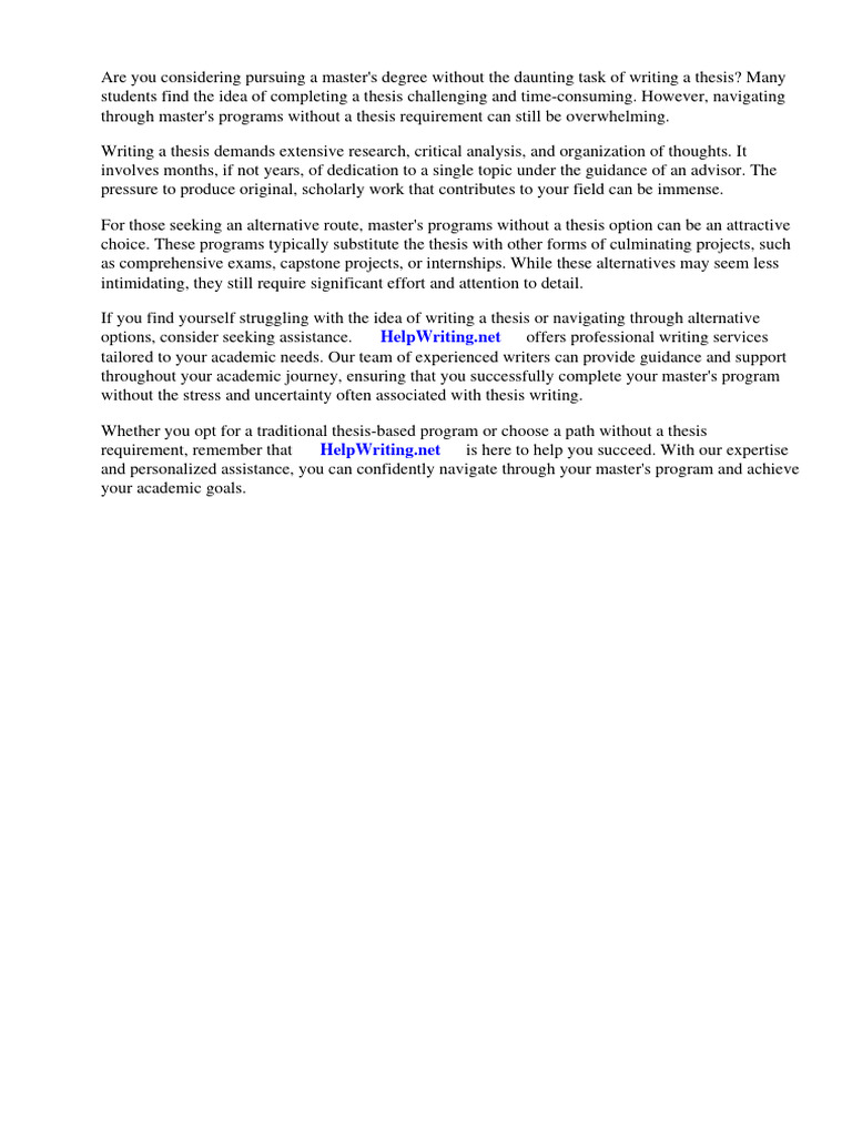 Masters Programs Without Thesis | PDF | Thesis | Doctor Of Philosophy