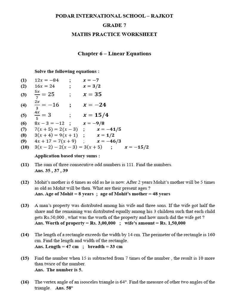 VII Maths Practice Work Sheets | PDF | Area | Length
