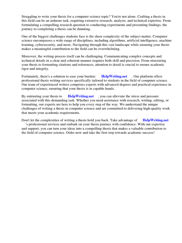 Thesis For Computer Science Topic | PDF | Computer Science | Thesis Thesis For Computer Science Topic | PDF | Computer Science | Thesis
